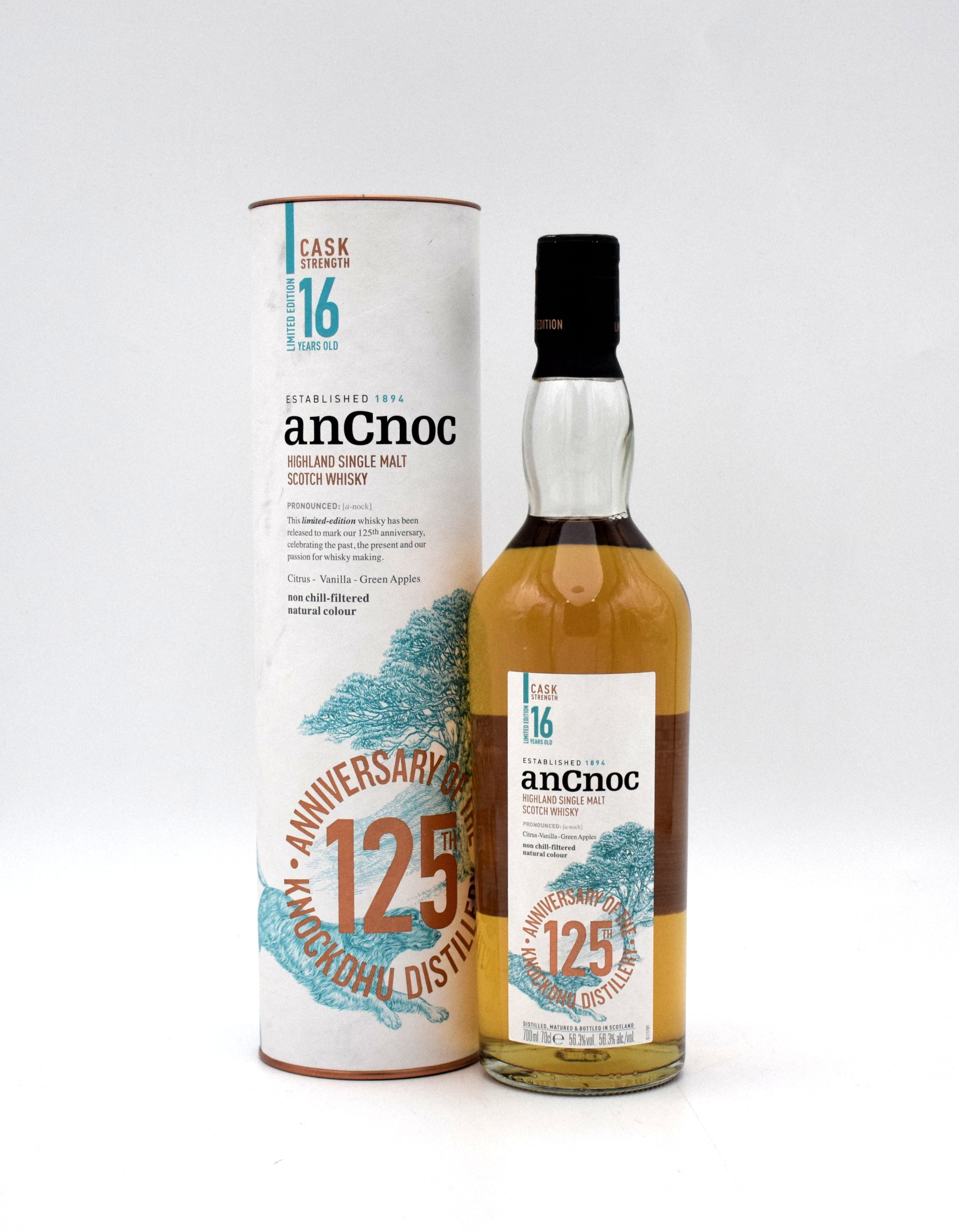 AnCnoc 16 Year Old Cask Strength 125th Anniversary Single Malt Scotch ...