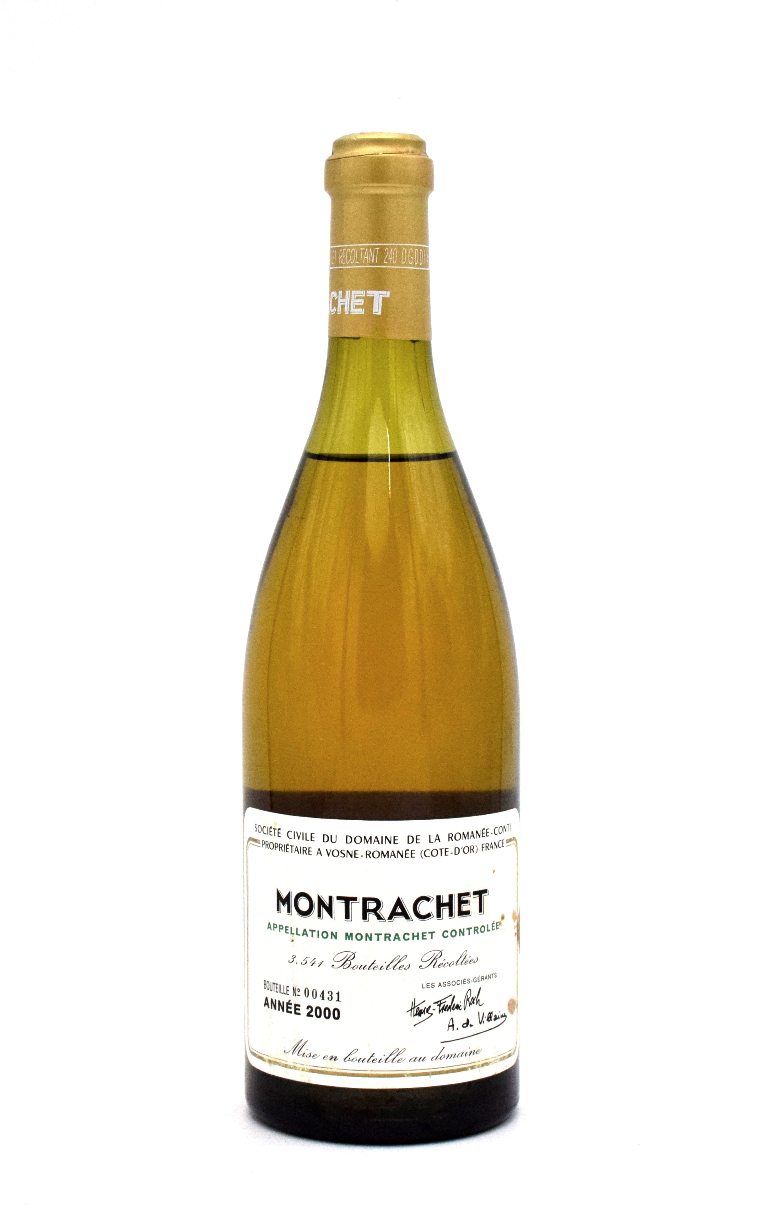 2000 Domaine de la Romanee-Conti Montrachet Grand Cru (Slightly Staine ...