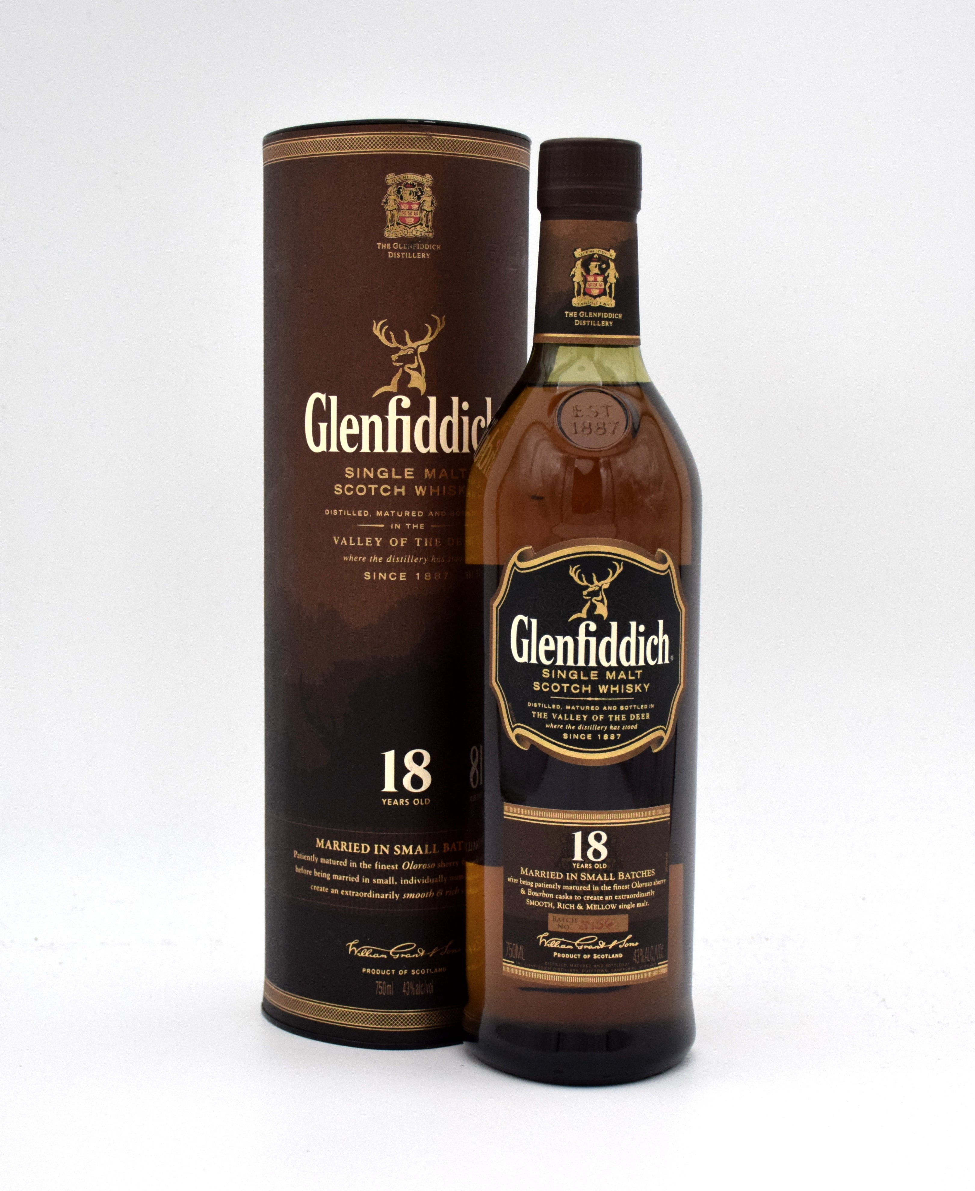 Glenfiddich 18 Year 'Married In Small Batches' Single Malt Scotch (Ear ...