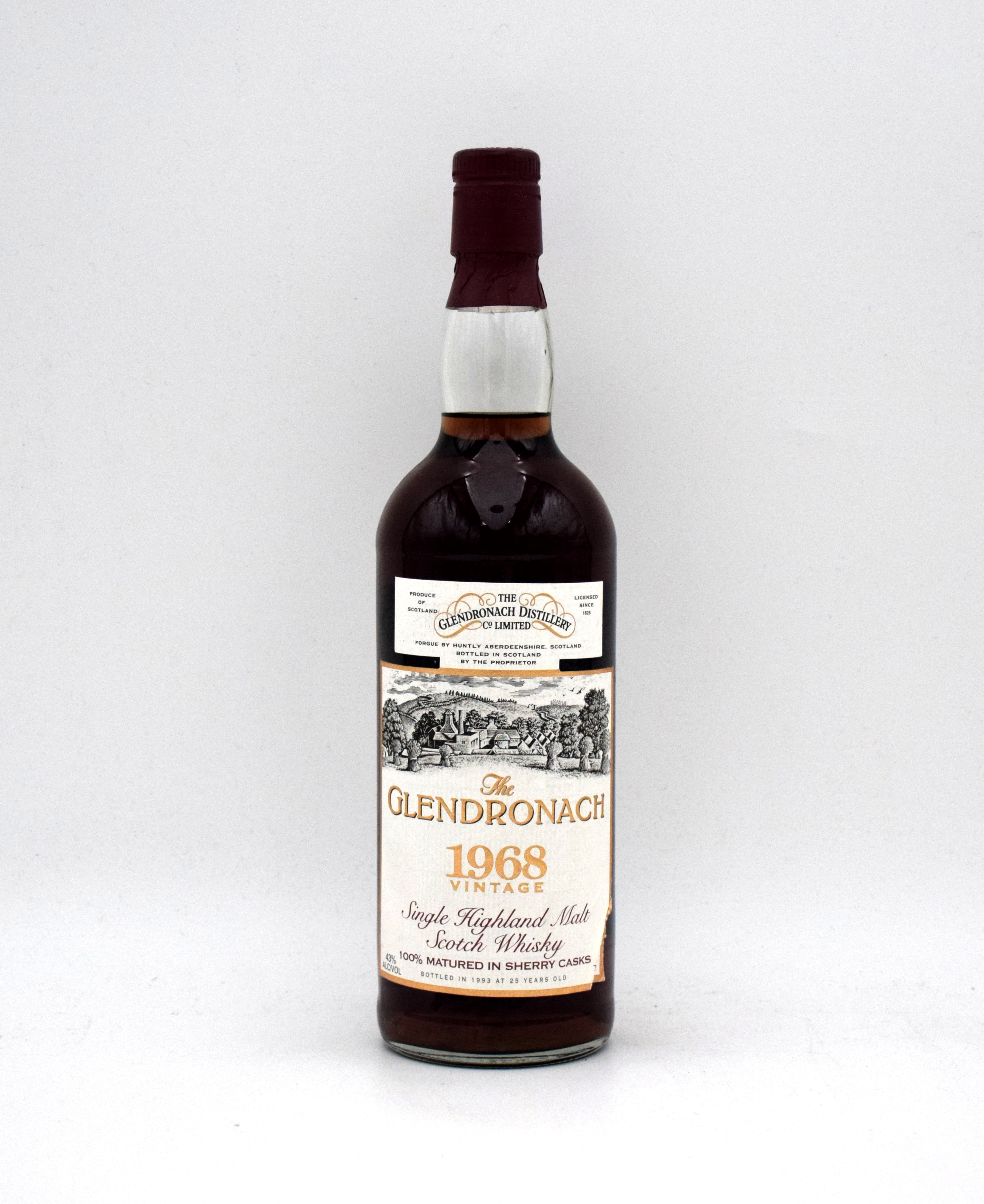 Glendronach 1968 25 Year Single Malt Scotch (No Box) (Slightly Wrinkle ...